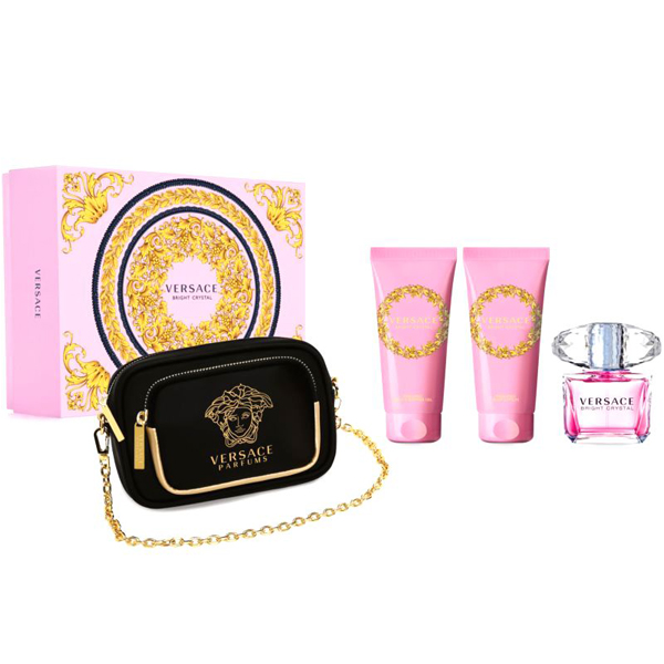 Versace Bright Crystal Set (EDT 90ml + BL 100ml + SG 100ml + Bag) for ...